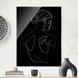 Glasbild Line Art - Frau R&uuml;cken Schwarz