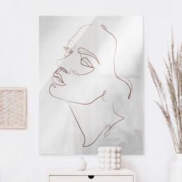 Glasbild Line Art - Frau tr&auml;umendes Gesicht