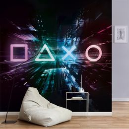 Jugendtapete | Fototapete Controller Symbole im Lichtermeer - Wandtapete, Motivtapeten, Bildtapeten - selbstklebende Tapete- Gaming Tapete