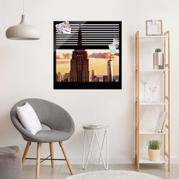 Glasbild New York Fensterblick Jalousie - Empire State Building New York