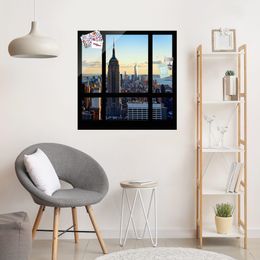 Glasbild New York New York Fensterblick auf Empire State Building