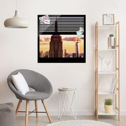 Glasbild New York Fensterblick Jalousie - Empire State Building New York