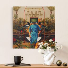 Leinwandbild Retro Dschungel Fernseher