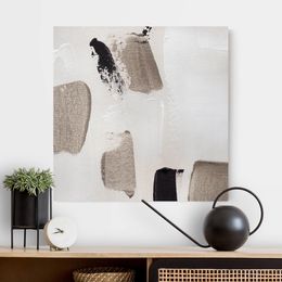 Leinwandbild Pinselstriche auf cremefarbener Leinwand