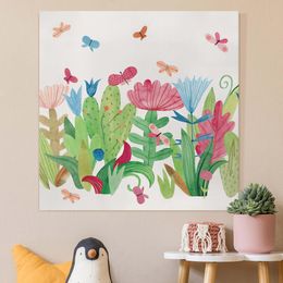 Leinwandbild Gro&szlig;er Aquarell Blumengarten