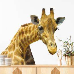 Bilderwelten Wandtattoo Tiere Motiv selbstklebend weiss - Neugierige Giraffe - africa Kinderzimmer Baby M&auml;dchen Jungen