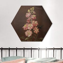 Hexagon-Alu-Dibond Bild Barbara Regina Dietzsch - Eine rosa Garten-Levkkoje