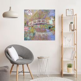 Glasbild Kunstdruck Claude Monet - Br&uuml;cke Monets Garten