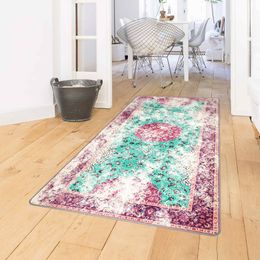 Teppich Klassisches Persermuster Pink Gelb Vintage