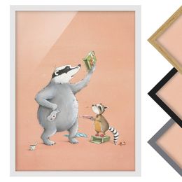 Kinderzimmer Bild mit Rahmen Wassili Waschb&auml;r - Wassili Vorr&auml;te sind leer
