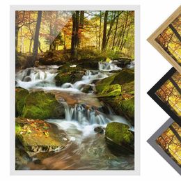 Wald Bild mit Rahmen Wasserfall herbstlicher Wald