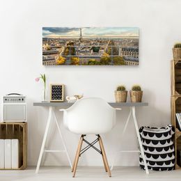 Holzbild Plankenoptik Nice day in Paris - Wandbilder aus Holz Palettenoptik Natur Skyline Stadt Himmel Wohnzimmer Schlafzimmer Bad Badezimmer K&uuml;che