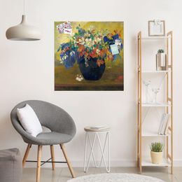 Glasbild Kunstdruck Paul Gauguin - Vase mit Blumen