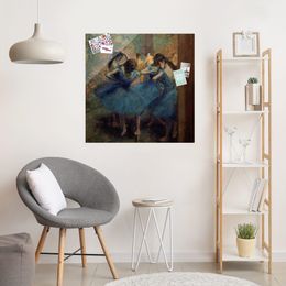 Glasbild Kunstdruck Edgar Degas - Blaue T&auml;nzerinnen