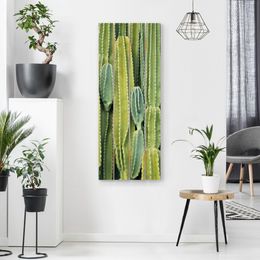 Holzbild Plankenoptik Kaktus Wand - Wandbilder aus Holz Palettenoptik Blumen Floral Botanik Tropical Wohnzimmer Schlafzimmer Bad Badezimmer K&uuml;che