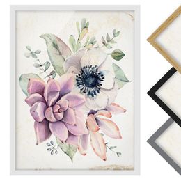 Blumen Bild mit Rahmen Aquarell Blumen Landhaus