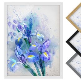 Blumen Bild mit Rahmen Aquarell Blumen Iris