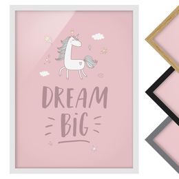 Spruch Bild mit Rahmen Dream big Unicorn