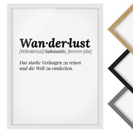 Spruch Bild mit Rahmen Die Definition von Wanderlust