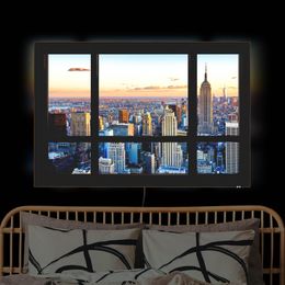 LED-Wechselbild Fensterausblick - Sonnenaufgang New York