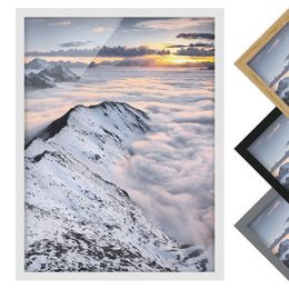 Natur & Landschaft Bild mit Rahmen Blick &uuml;ber Wolken und Berge