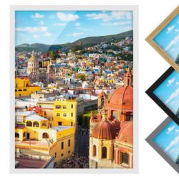 Architektur & Skyline Bild mit Rahmen Bunte H&auml;user Guanajuato