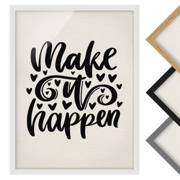 Spruch Bild mit Rahmen Make it happen