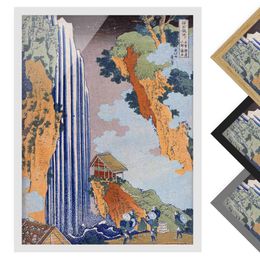 Kunstdruck mit Rahmen Katsushika Hokusai - Ono Wasserfall