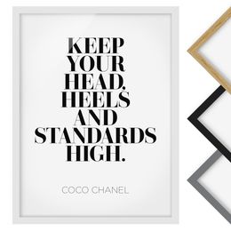 Spruch Bild mit Rahmen Keep your head high
