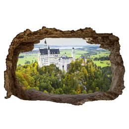 Bilderwelten Wandtattoo Stadt modern 3D-Effekt Wandaufkleber - Schloss Neuschwanstein Panorama - Skylines Wohnzimmer Schlafzimmer