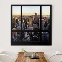 Leinwandbild New York Fensterblick am Abend &uuml;ber New York