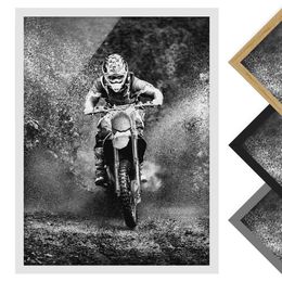 Kinderzimmer Bild mit Rahmen Motocross im Schlamm