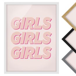 Spruch Bild mit Rahmen GIRLS GIRLS GIRLS