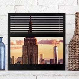 Leinwandbild New York Fensterblick Jalousie - Empire State Building New York