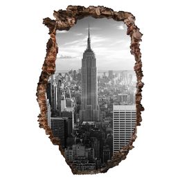 Bilderwelten Wandtattoo Stadt Motiv 3D-Effekt schwarz weiss - Manhattan Skyline - New York Wohnzimmer Schlafzimmer