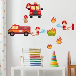 Bilderwelten Wandtattoo Fahrzeuge modern selbstklebend Wandaufkleber - Feuerwehr im Einsatz Set - Fahrzeuge Kinderzimmer Baby M&auml;dchen Jungen