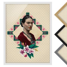 Kinderzimmer Bild mit Rahmen Frida Kahlo - Blumen und Geometrie