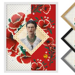 Blumen Bild mit Rahmen Frida Kahlo - Mohnbl&uuml;ten