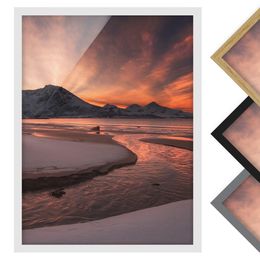 Natur & Landschaft Bild mit Rahmen Goldener Sonnenuntergang