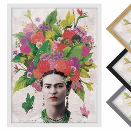 Blumen Bild mit Rahmen Frida Kahlo - Blumenportrait