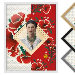 Blumen Bild mit Rahmen Frida Kahlo - Mohnbl&uuml;ten