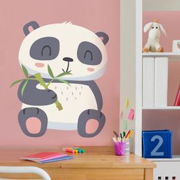 Wandtattoo Kinderzimmer Panda nascht am Bambus Baby, Junge & M&auml;dchen Wandsticker Babyzimmer Kinder Wandaufkleber in S-XXL Panda Tiere