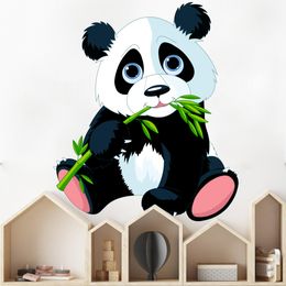 Bilderwelten Wandtattoo Tiere modern selbstklebend weiss - Naschender Panda - Panda Kinderzimmer Baby Mädchen Jungen