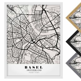 Stadtplan Bild mit Rahmen Stadtplan Basel - Klassik