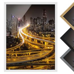 Architektur & Skyline Bild mit Rahmen Shanghai at Night