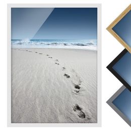 Strand Bild mit Rahmen Spuren im Sand