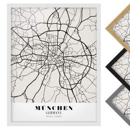 Stadtplan Bild mit Rahmen Stadtplan M&uuml;nchen - Klassik