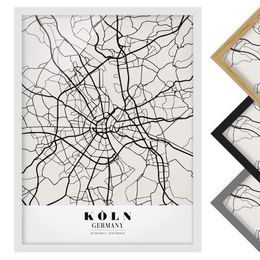 Stadtplan Bild mit Rahmen Stadtplan K&ouml;ln - Klassik