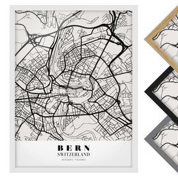 Stadtplan Bild mit Rahmen Stadtplan Bern - Klassik