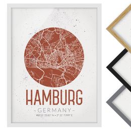 Stadtplan Bild mit Rahmen Stadtplan Hamburg - Retro